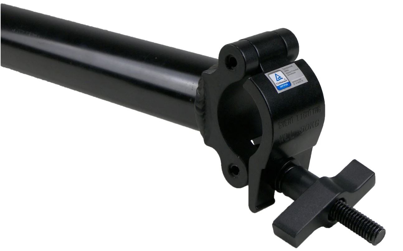 0.5m Boom Arm Pole with Single Pipe Clamp (black) | Edwards Sound Systems