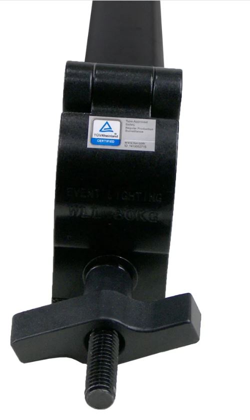 0.5m Boom Arm Pole with Single Pipe Clamp (black) | Edwards Sound Systems