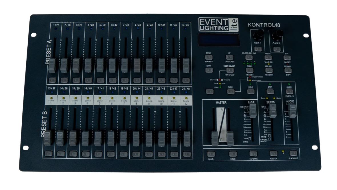 48-Channel DMX Lighting Controller | Scenes, Chases, MIDI, Audio Input ...
