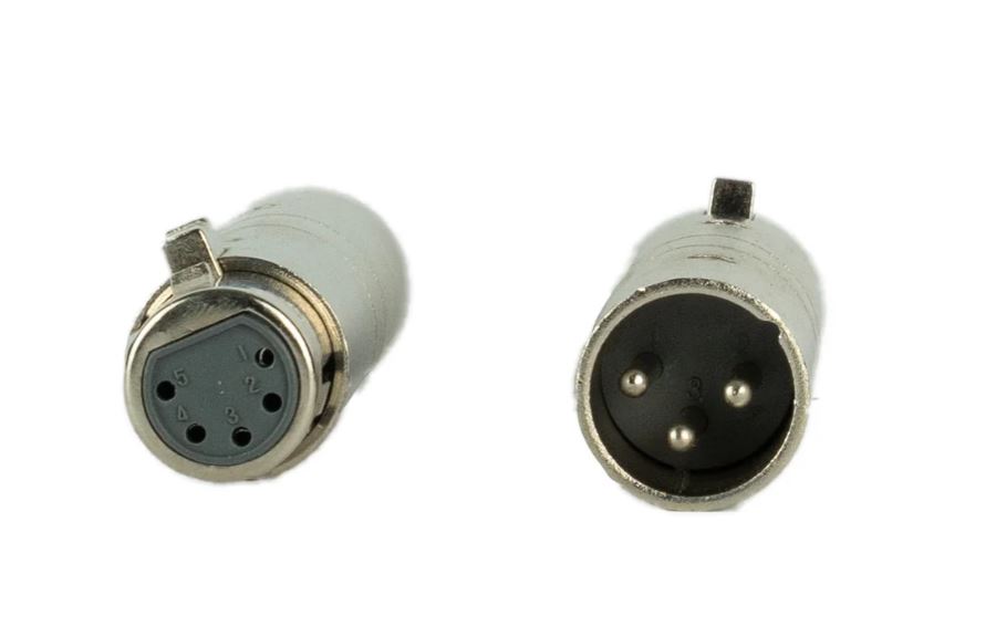 Pair of XLR 3 Pin Male to XLR 5 Pin Female Adaptors | Edwards Sound Systems